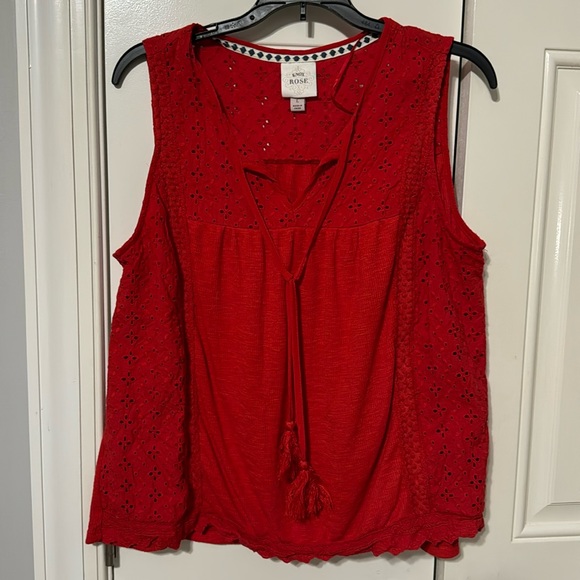 Knox Rose | Tops | Knox Rose Sleeveless Red Embroidered Tassel Top A ...